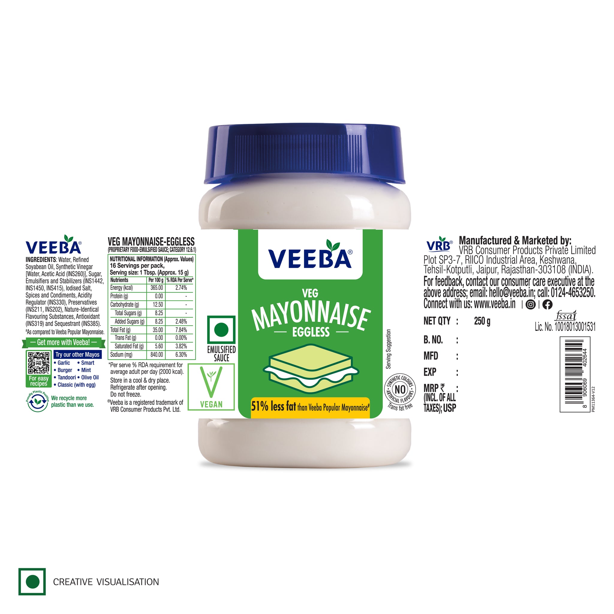 Veg Mayonnaise Eggless -250G | Shop Now at Veeba.in